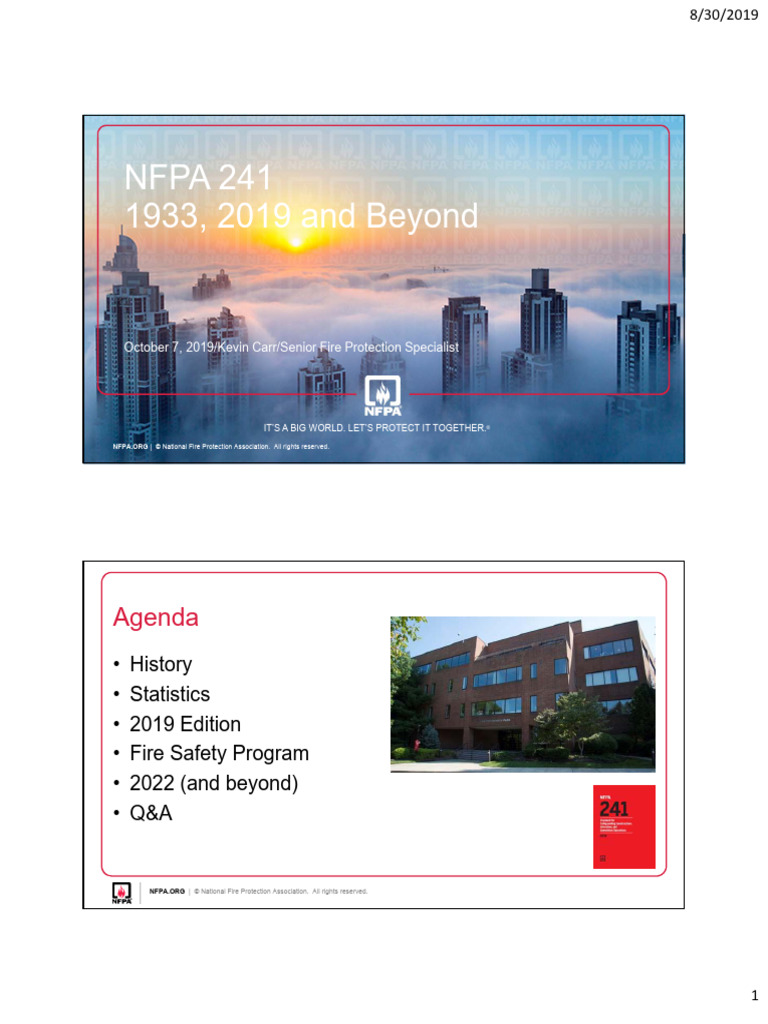 NFPA 241: Fire Safety Overview 2019 | PDF | Fire Safety | Occupational ...