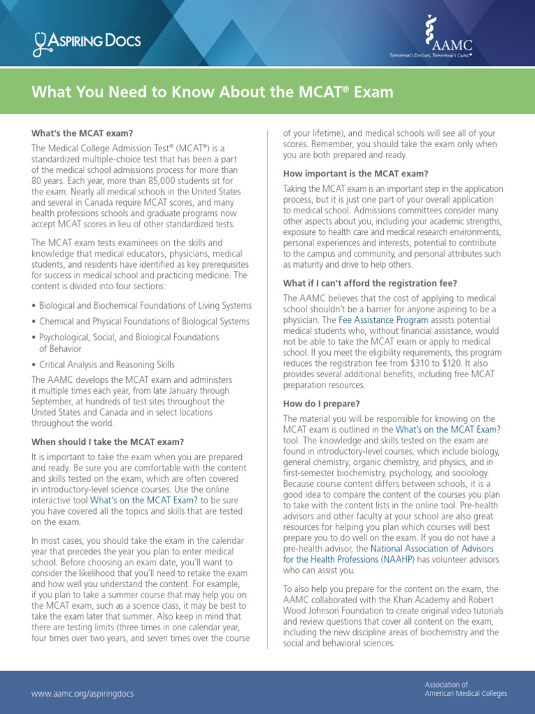 Essential Guide to the MCAT Exam | PDF | Medical College Admission Test ...