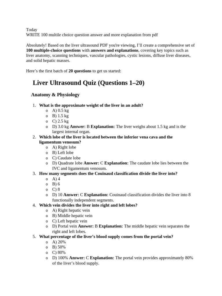 Liver Question | PDF