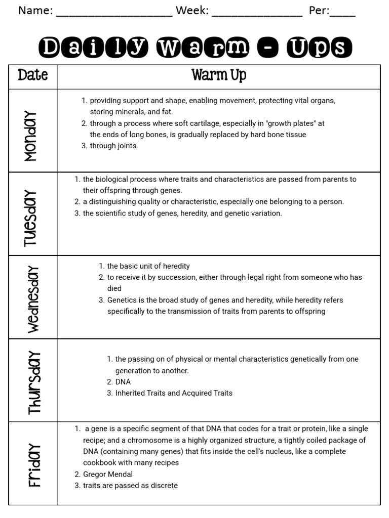 Demarcus Stokes - DailyWeeklyWarmUptemplate-1 | PDF