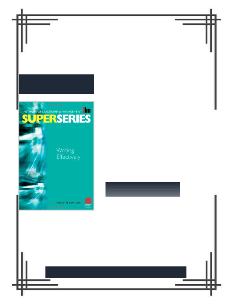 Writing Effectively Super Series Fourth Edition Institute Of Leadership ...