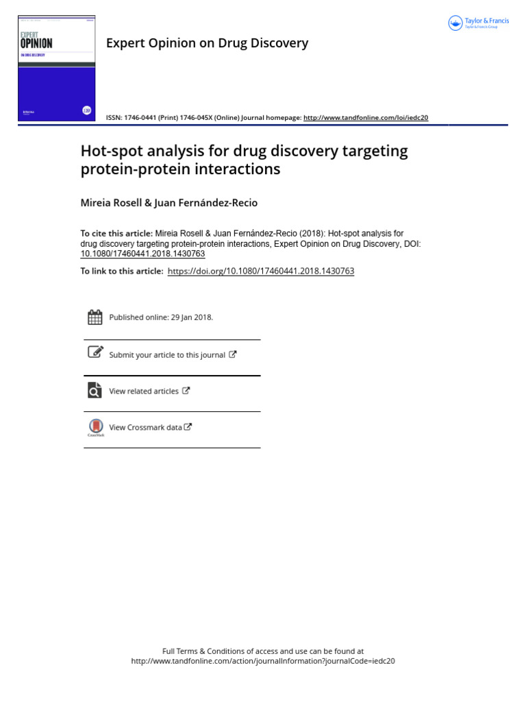 2018 -Hot-spot Analysis for Drug Discovery Targeting | PDF | Protein ...