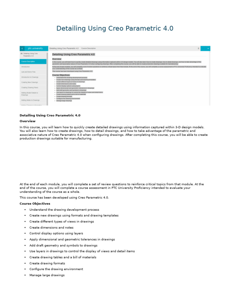 Detailing Using Creo Parametric 4.0 | PDF | Icon (Computing) | Graphical User Interfaces