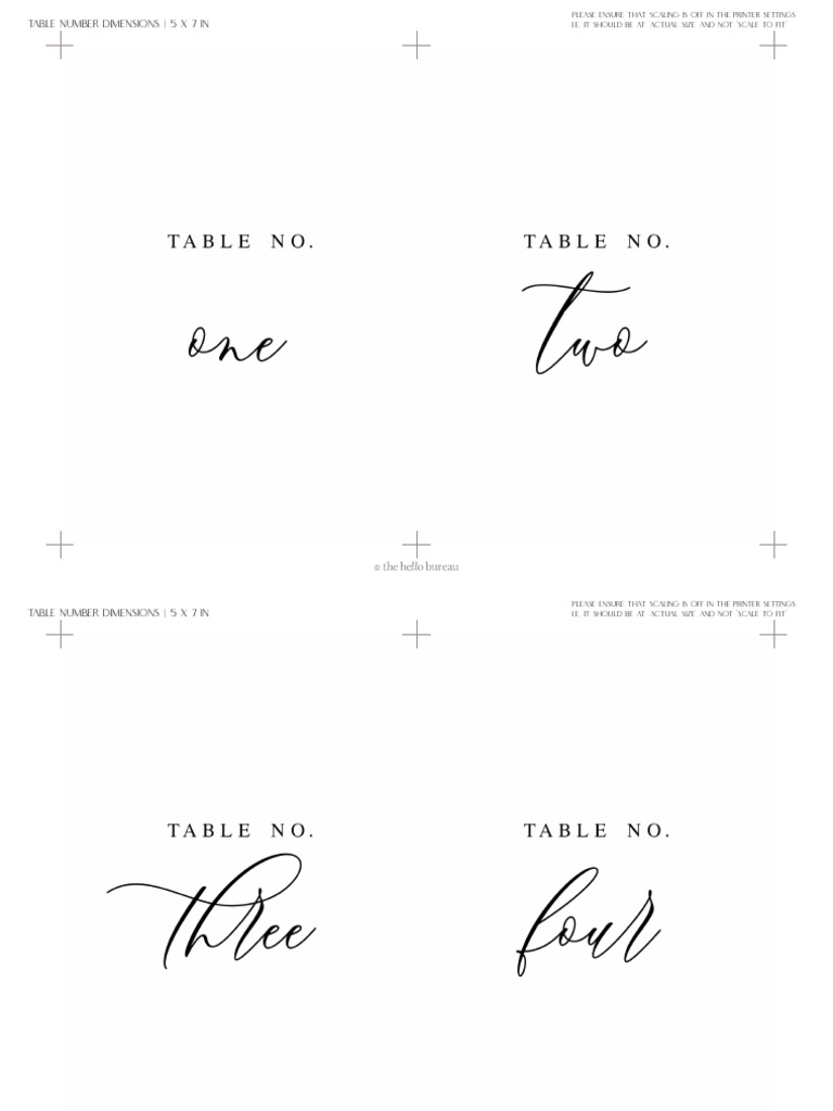 Table Seating Numbers - A4_5x7_FTN23003 | PDF
