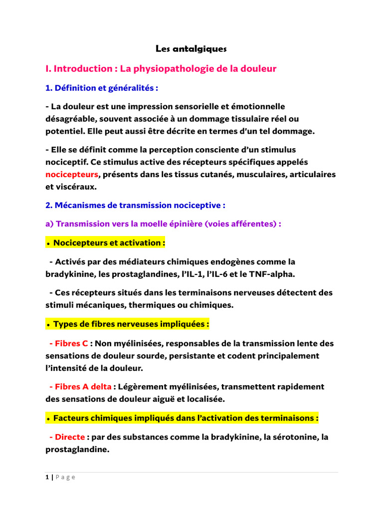 Comprendre les antalgiques et la douleur | PDF | Douleur | Antalgique