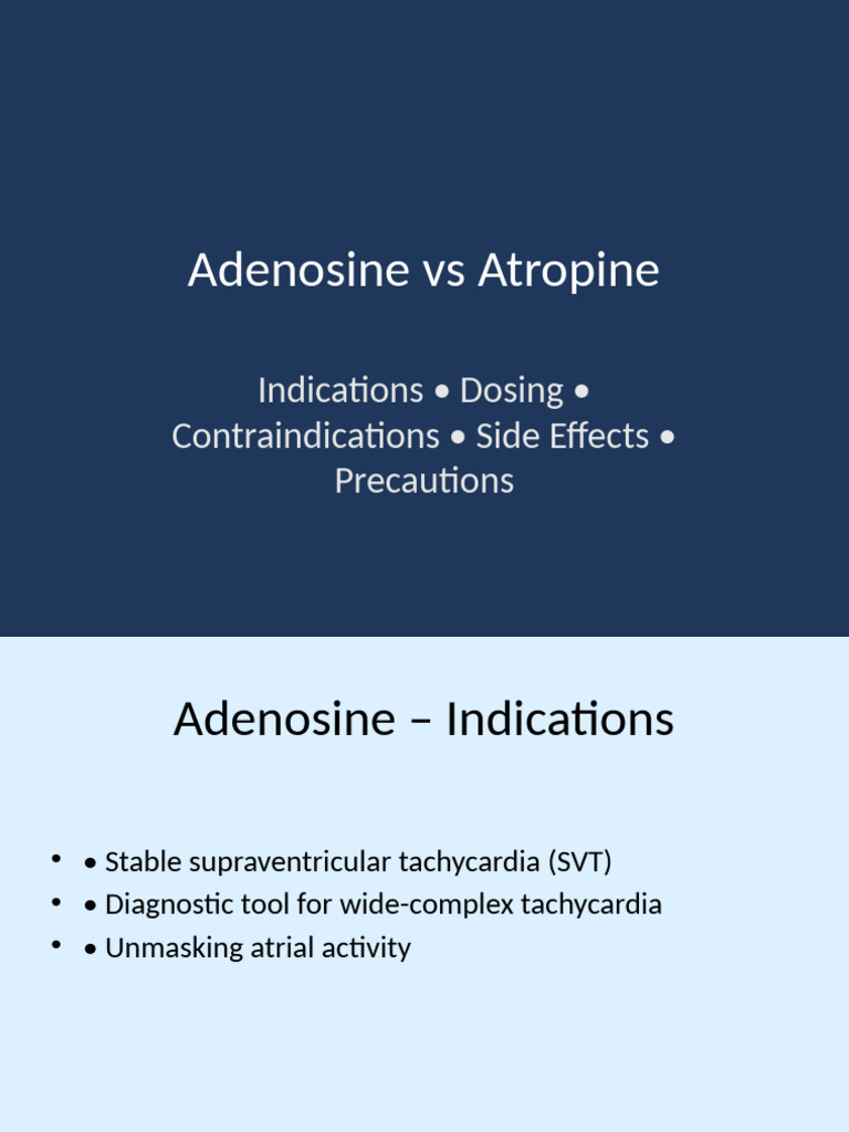 Adenosine vs Atropine: Uses & Dosing Guide | PDF