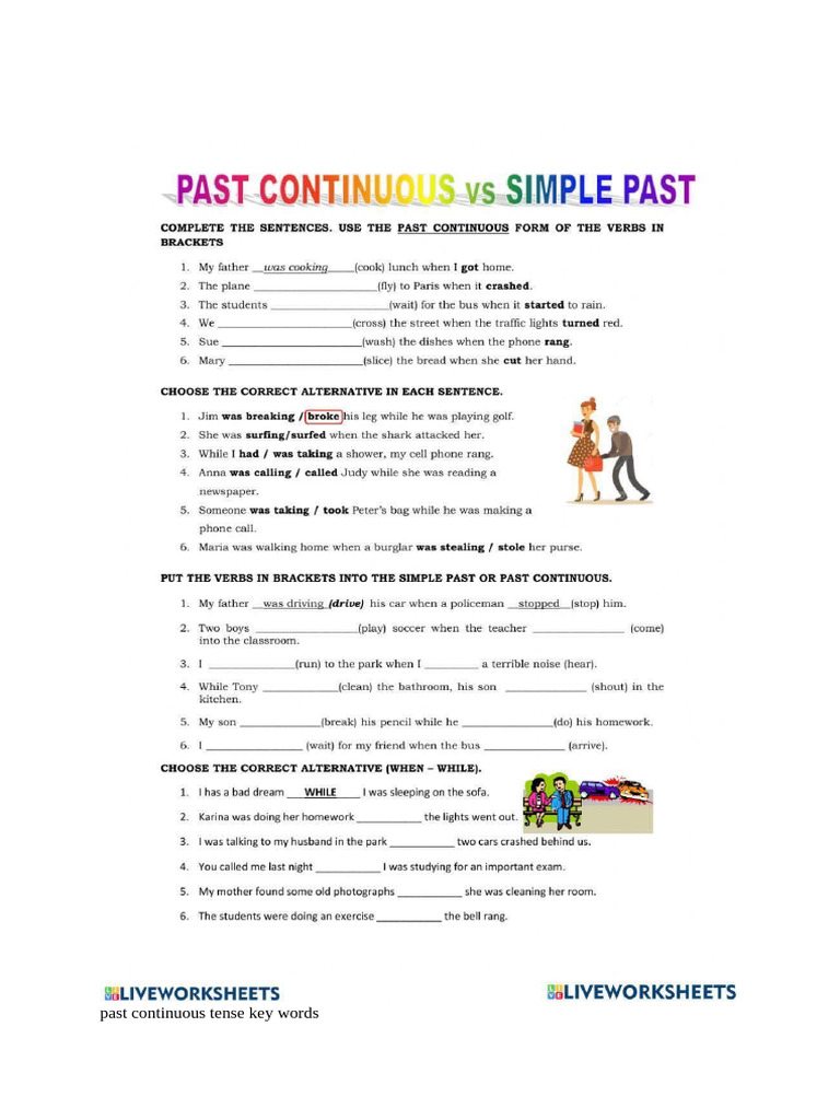 Past Continuous Tense Key Words | PDF