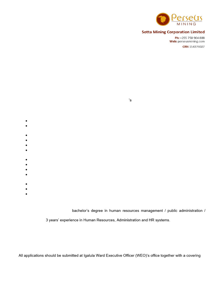 250216 Human Resource Officer Advert | PDF | Employment | Human Resources