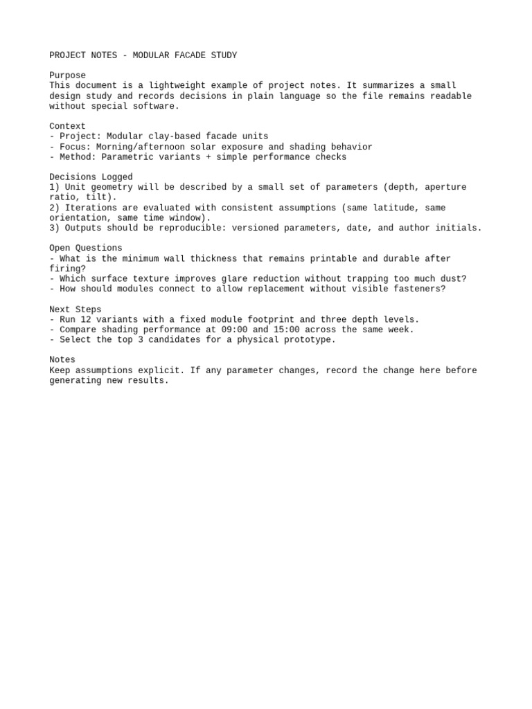 01 Project Notes | PDF