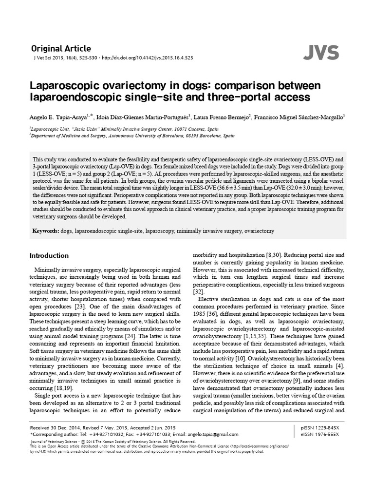 [Ovh] Comparison Laparoscopic Three- Portal and Single-site | PDF ...