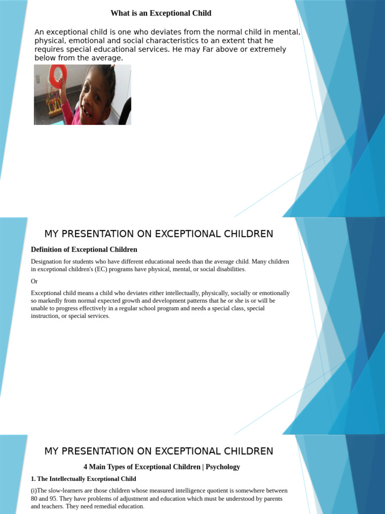 My Presentation on Exceptional Children 1 | PDF | Visual Impairment ...