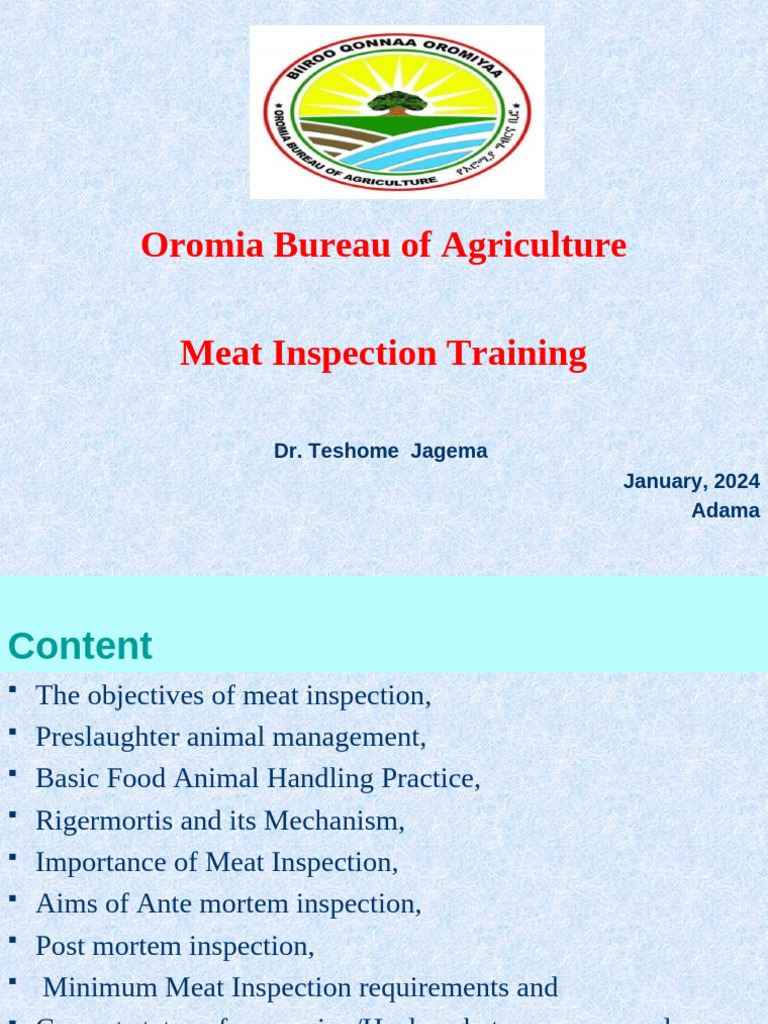 Meat Inspection (Dr.teshome) | PDF | Skeletal Muscle | Animal Welfare