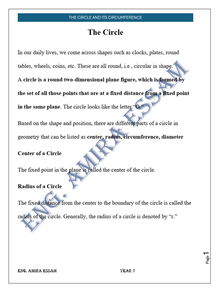 8.the Circle and Its Circumference | PDF | Circle | Analytic Geometry