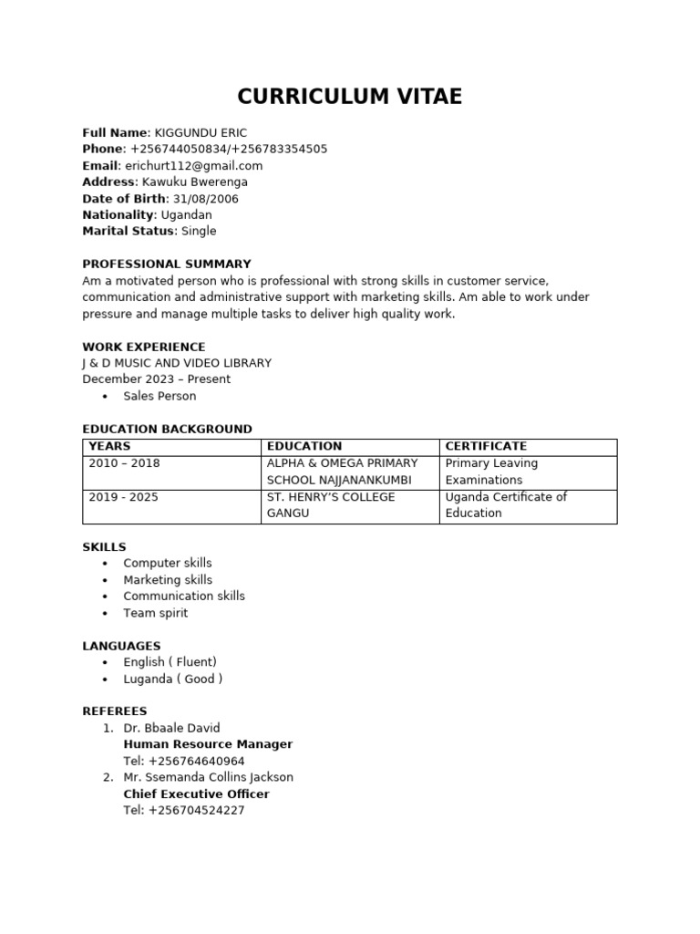 Eric Hurt Cv | PDF