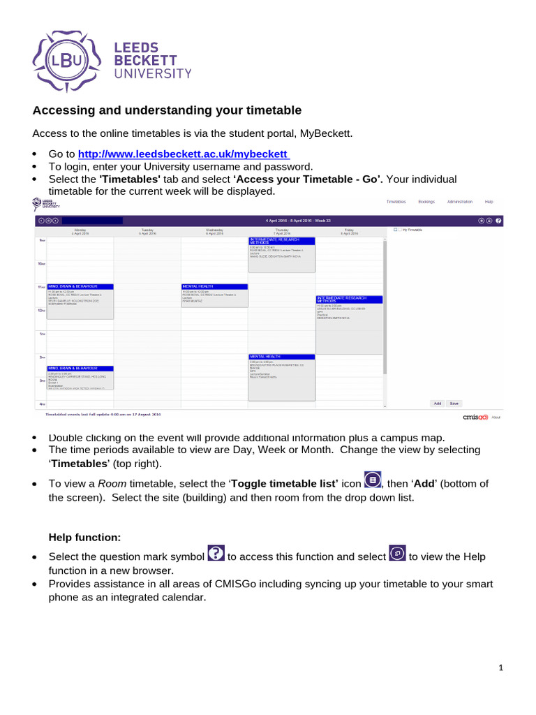 Accessing Your University Timetable Guide | PDF