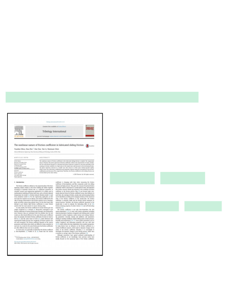 The Nonlinear Nature Of Friction Coefficient In Lubricated Sliding ...