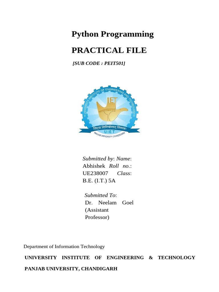 Python Programming Practical File | PDF | String (Computer Science ...