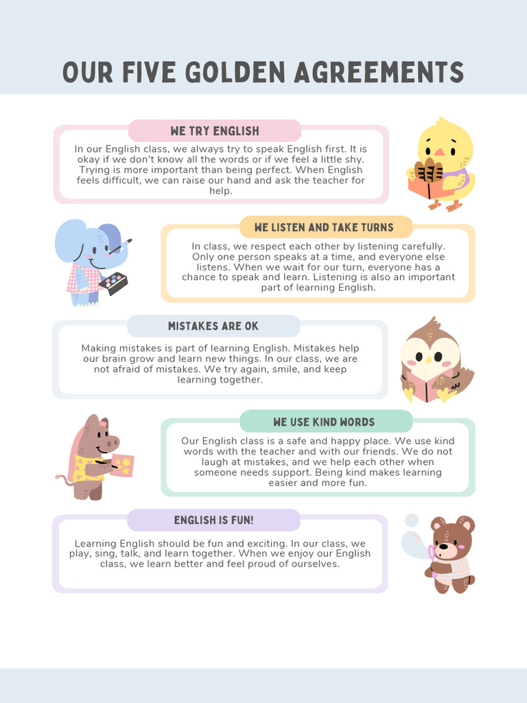 Classroom Agreements Poster - POWER UP 1 | PDF