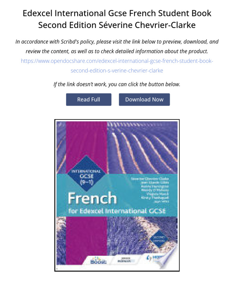 Edexcel International GCSE French Student Book Second Edition Séverine ...