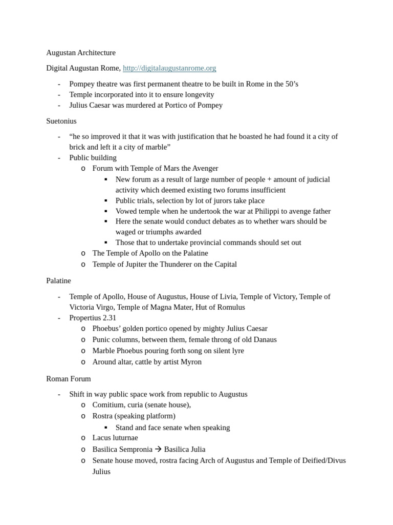 Augustan Architecture | PDF | Augustus | Ancient Rome