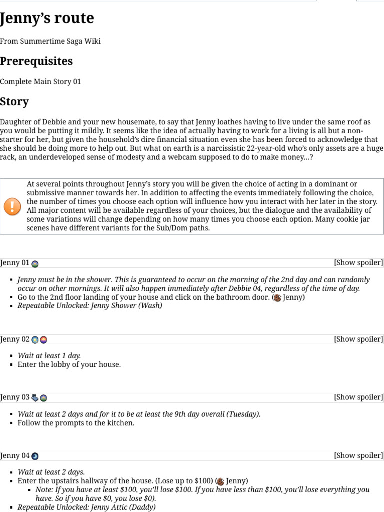 Jenny’s route - Summertime Saga Wiki | PDF | Pregnancy | Human Sexuality