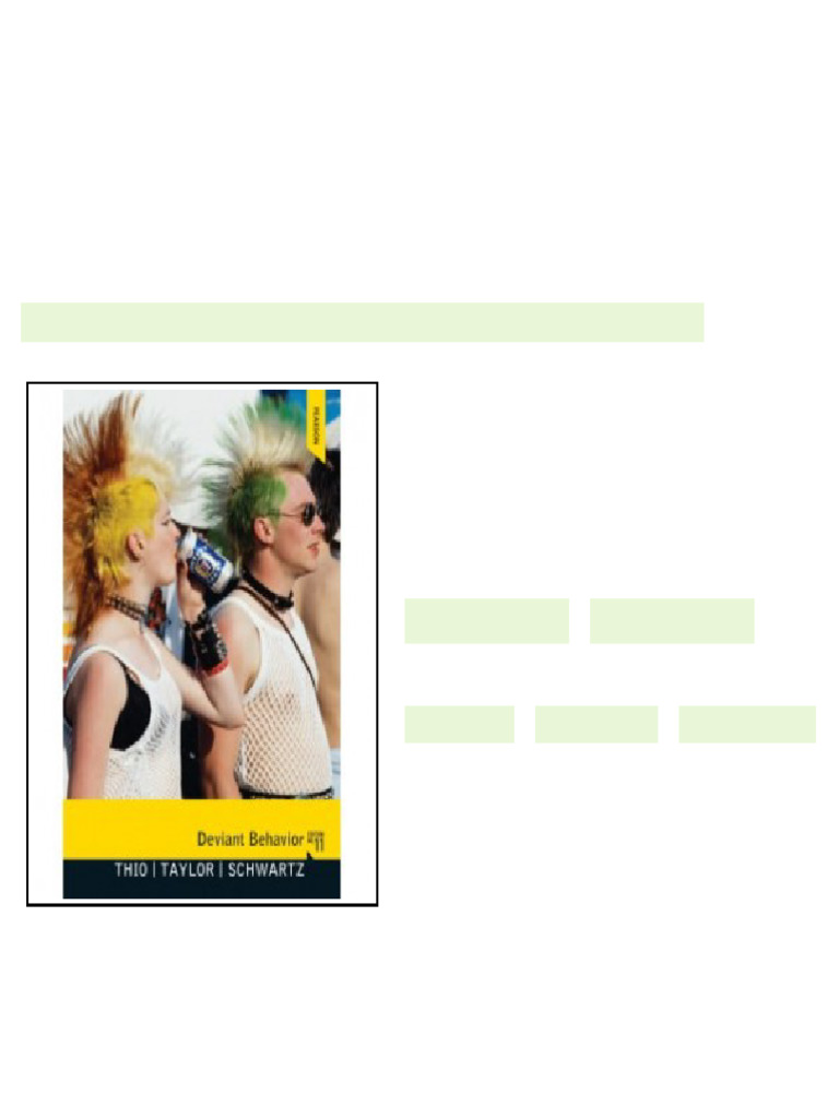 Test Bank for Deviant Behavior, 11th Edition: Alex D. Thio full | PDF ...