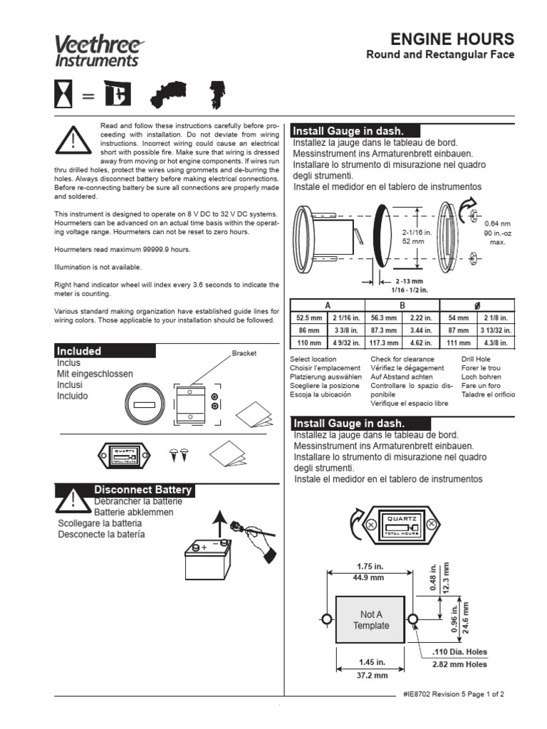 FICHA TECNICA 140901 Hour Meter - Veethree Instruments | PDF ...