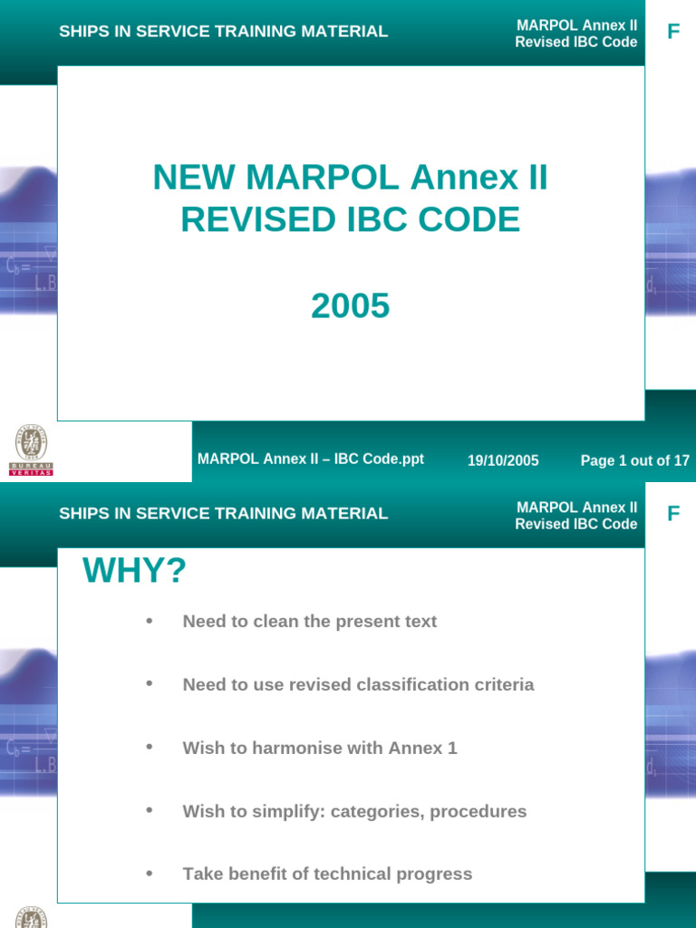 MARPOL Annex II IBC Code Training Guide | PDF | Pollution