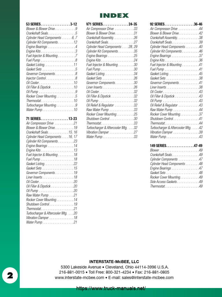 Detroit Diesel 53, 71, 92, 149 Series 2- Cycle Replacement Parts ...