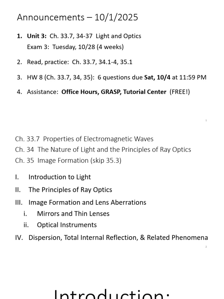Light and Optics Study Guide | PDF | Reflection (Physics) | Light