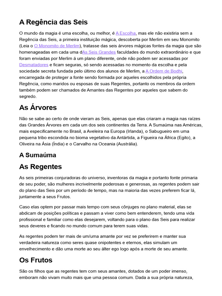 A Regência das Seis: Magia e Frutos | PDF | Família | Morte