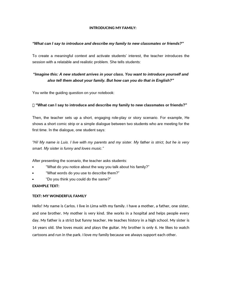 How to Introduce Your Family in English | PDF