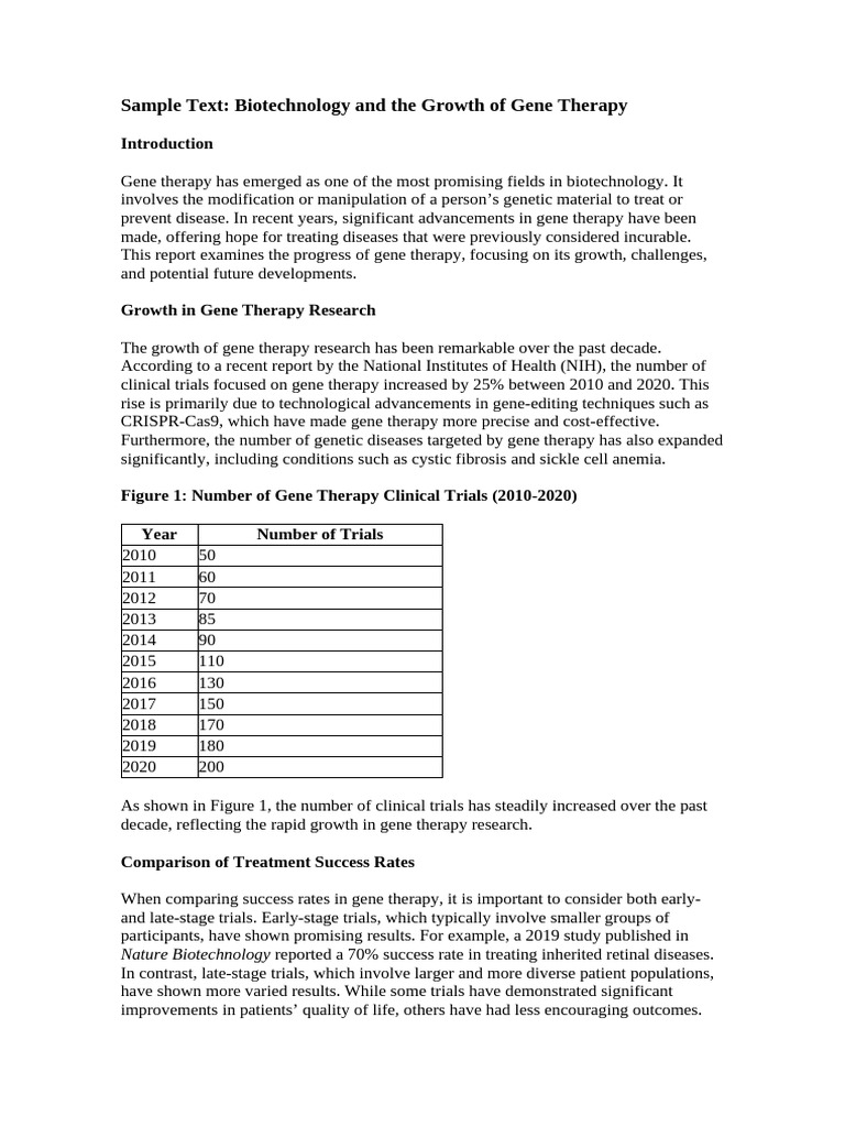 Biotechnology - report | PDF | Gene Therapy | Medical Treatments