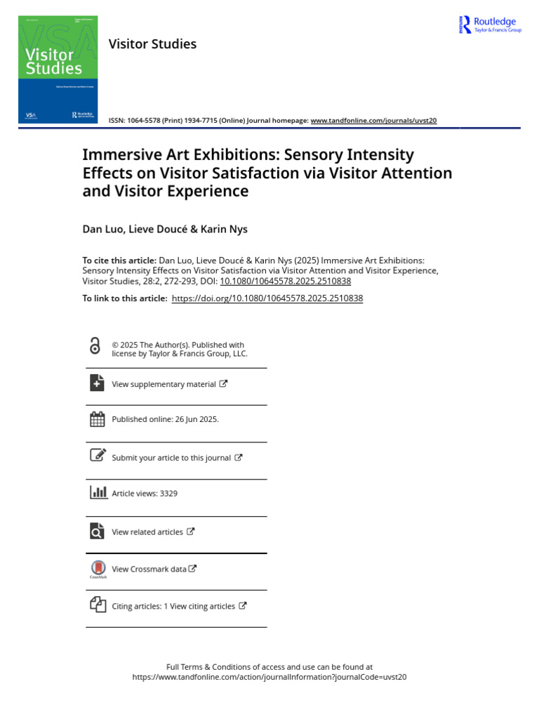 Immersive Art Exhibitions Sensory Intensity Effects on Visitor ...