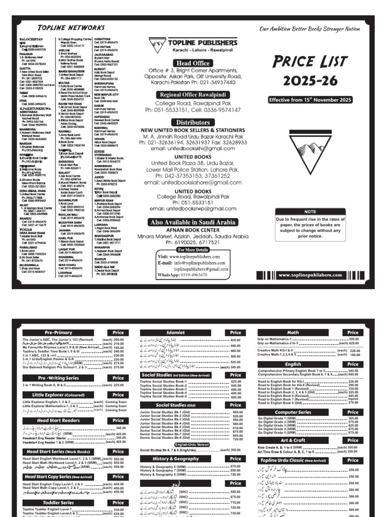 Price List updated For 2025-2026 | PDF | Pakistan
