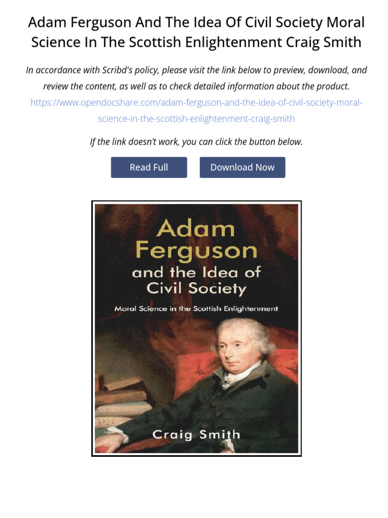 Adam Ferguson And The Idea Of Civil Society Moral Science In The ...