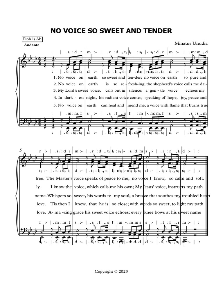 NO VOICE ON EARTH SO SWEET AND TENDER Staff | PDF