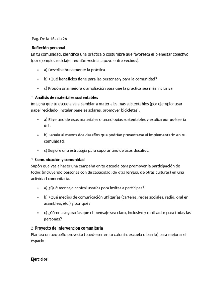 Ejercicios 3o | PDF | Comunidad | Sustentabilidad
