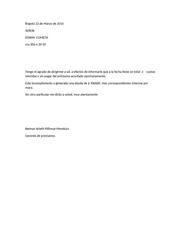 Combinacion de Correspondencia Beiman Mendoza-Luz Moreno-Edwin Cometa | PDF