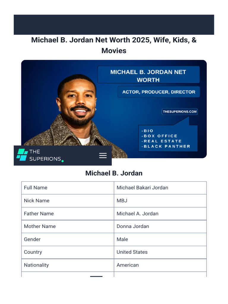 Michael B. Jordan Net Worth & Career 2025 | PDF