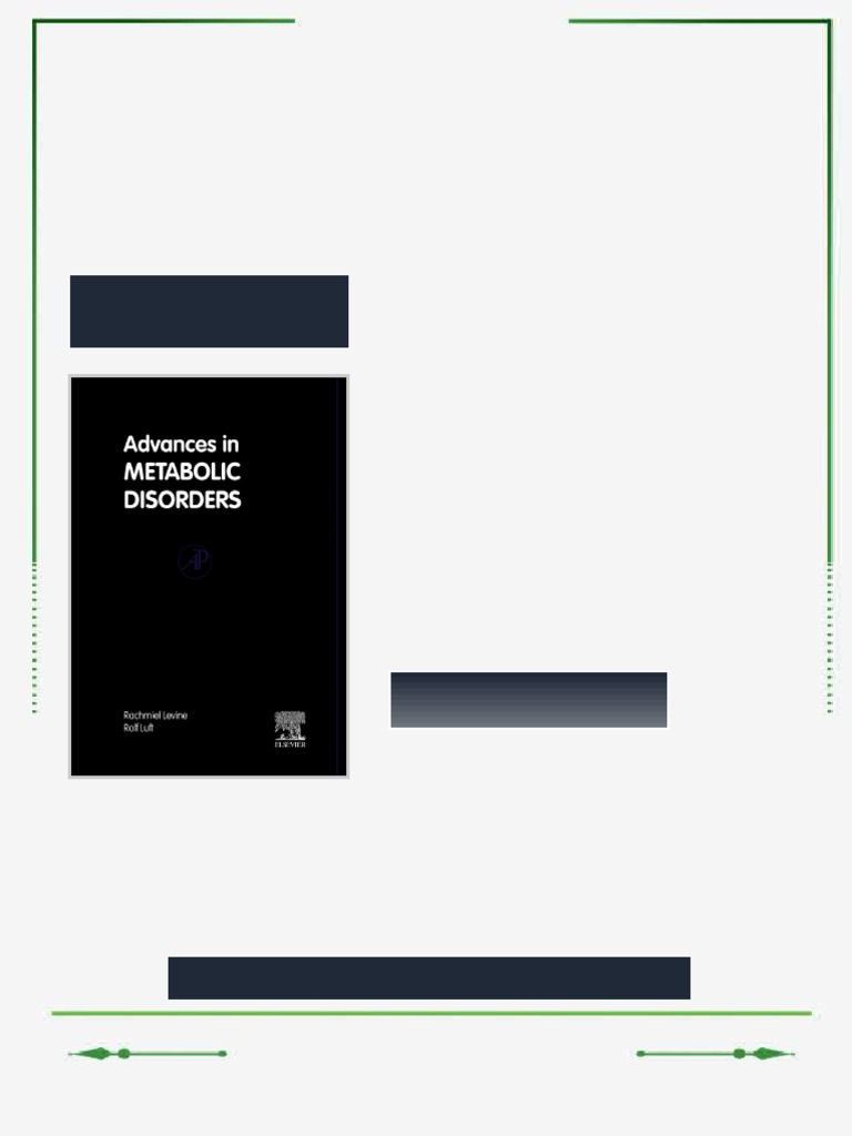 Advances in Metabolic Disorders Volume 1 2nd Edition Rachmiel Levine ...