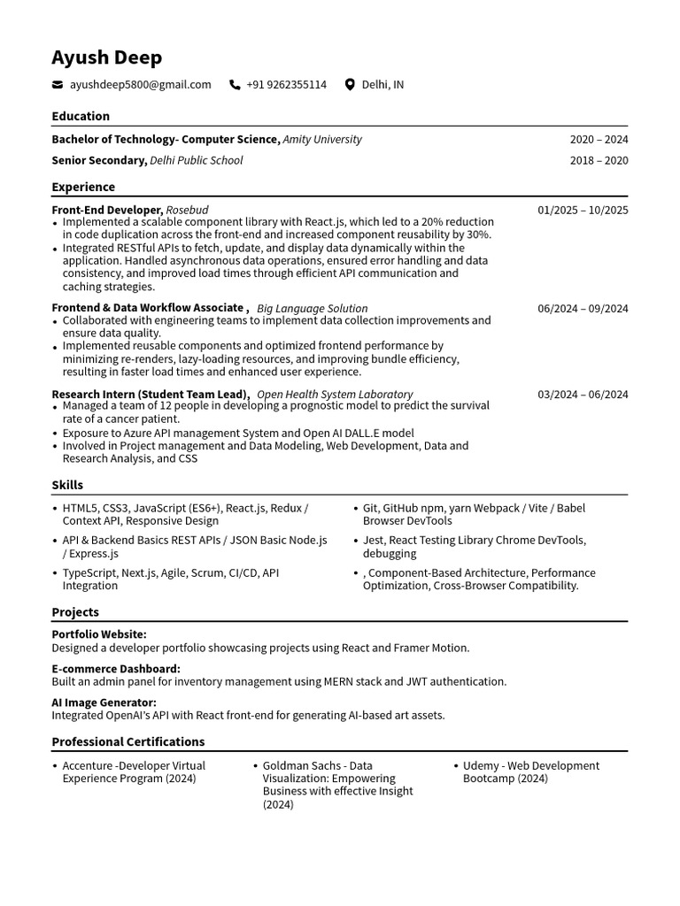 RESUME(1) | PDF | Web Development | Computing