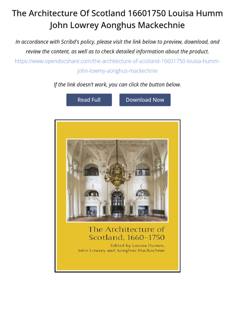 The Architecture Of Scotland 16601750 Louisa Humm John Lowrey Aonghus ...