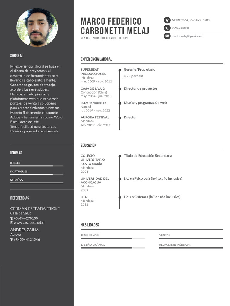 Marco Federico Carbonetti Melaj: Sobre Mí | PDF | Informática