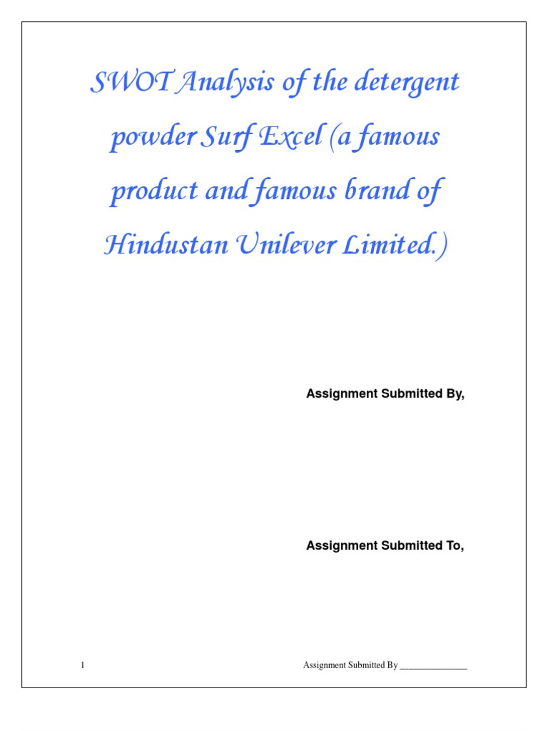 Surf Excel: Unilever's Premium Detergent | PDF | Unilever | Brand