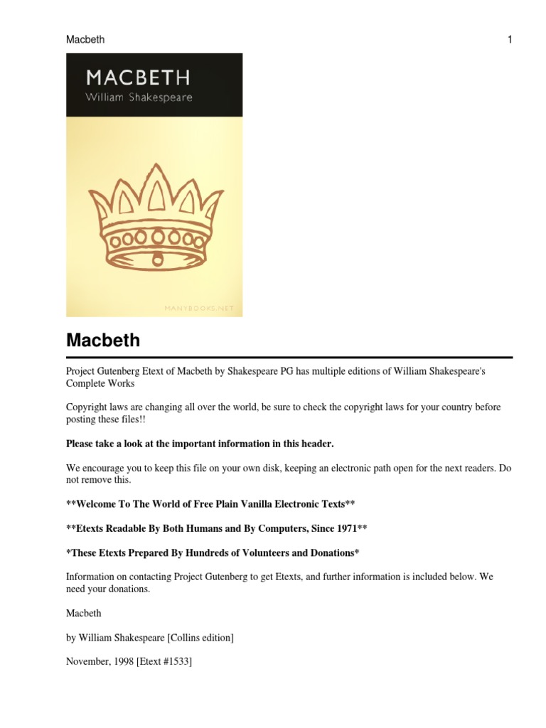 Macbeth | Macbeth | E Text