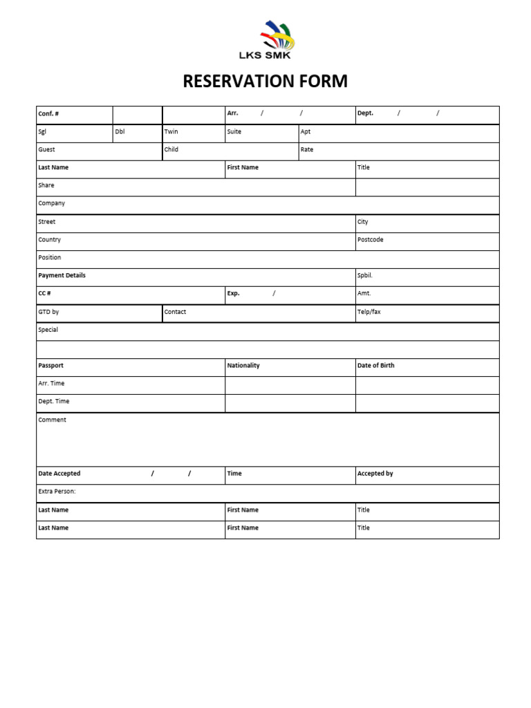 Reservation Form (1) | PDF