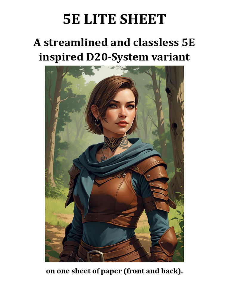 5E Lite Sheet: Streamlined RPG Rules | PDF | Role Playing Games ...