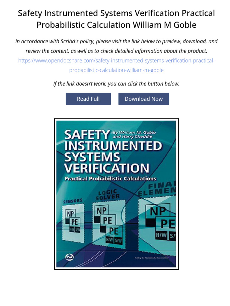 Safety Instrumented Systems Verification Practical Probabilistic ...
