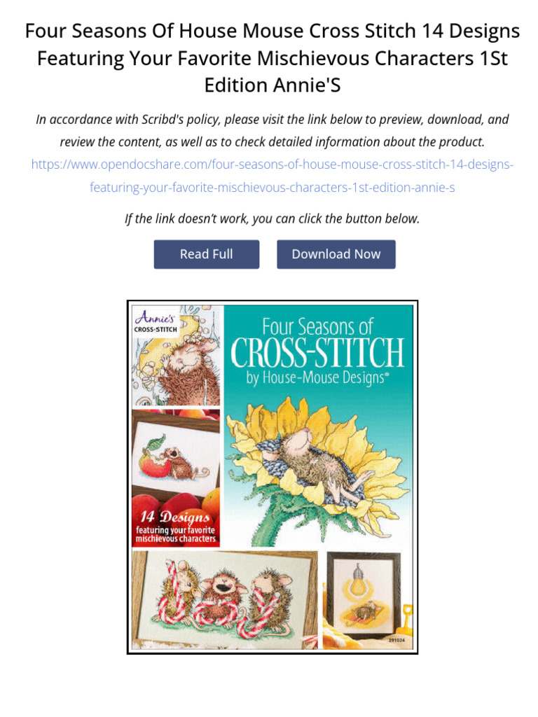 Four Seasons of House Mouse Cross Stitch 14 Designs Featuring Your ...